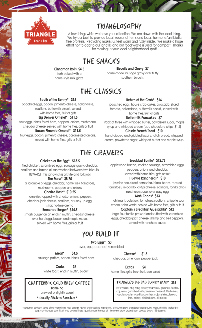 Brunch Menu - Triangle Char + Bar